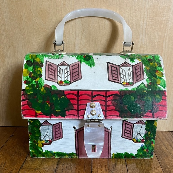 Mister Ernest | Bags | Rare Vintage Handpainted Wood Satchel Purse ...